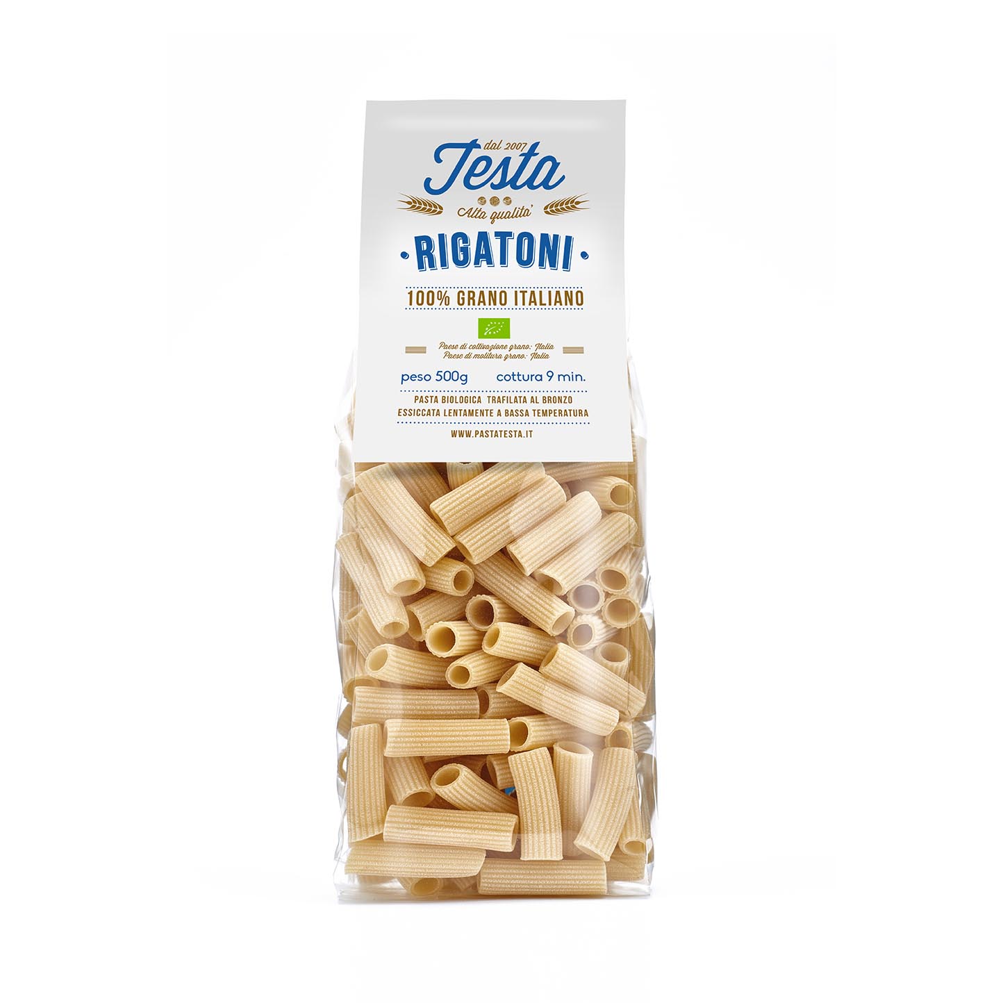 Rigatoni bio 500gr. - pasta biologica con grano italiano - Pasta Testa